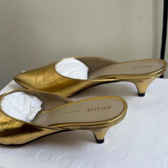 KHAITE | Shoes | Khaite Womens Gold Mules | Poshmark